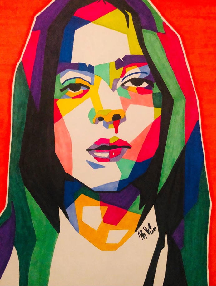 how to draw billie eilish nose